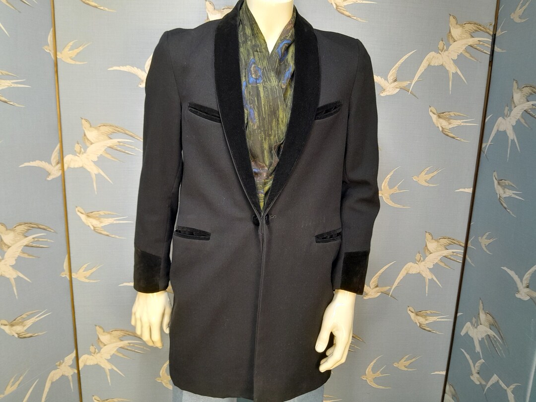 Original 1950s Black Drape Coat/ Teddy Boy Jacket, Velvet Trim, 38 40 ...