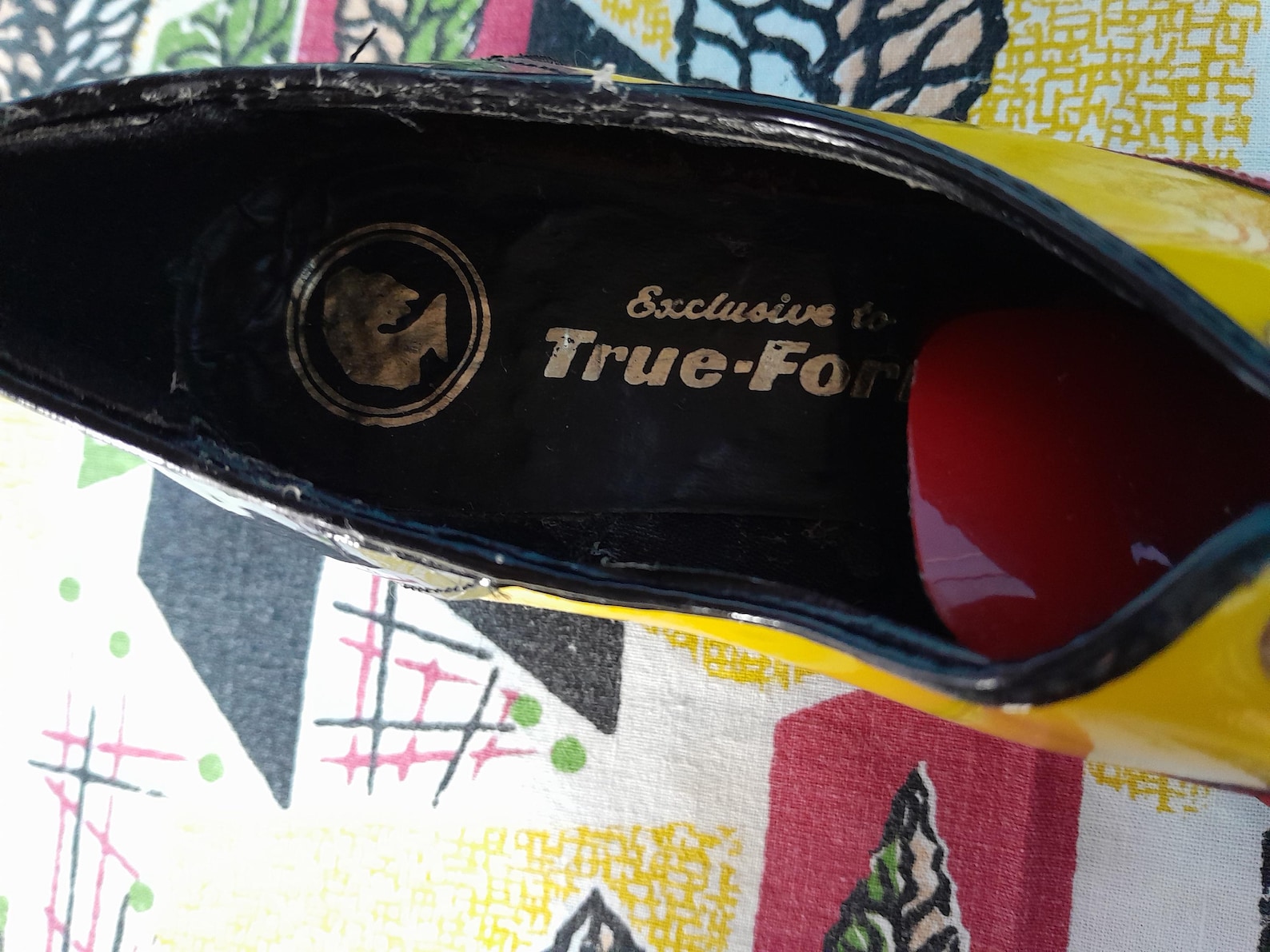 Vintage 1970s Platform Shoes, 3-tone Red/ Yellow/ Black Patent Lace up ...