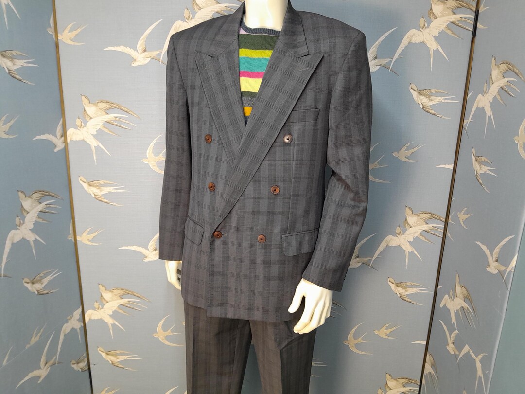 Mans 1980s Fashion Suit, Principles Wool Check Boxy Jacket/ Peg Pants ...