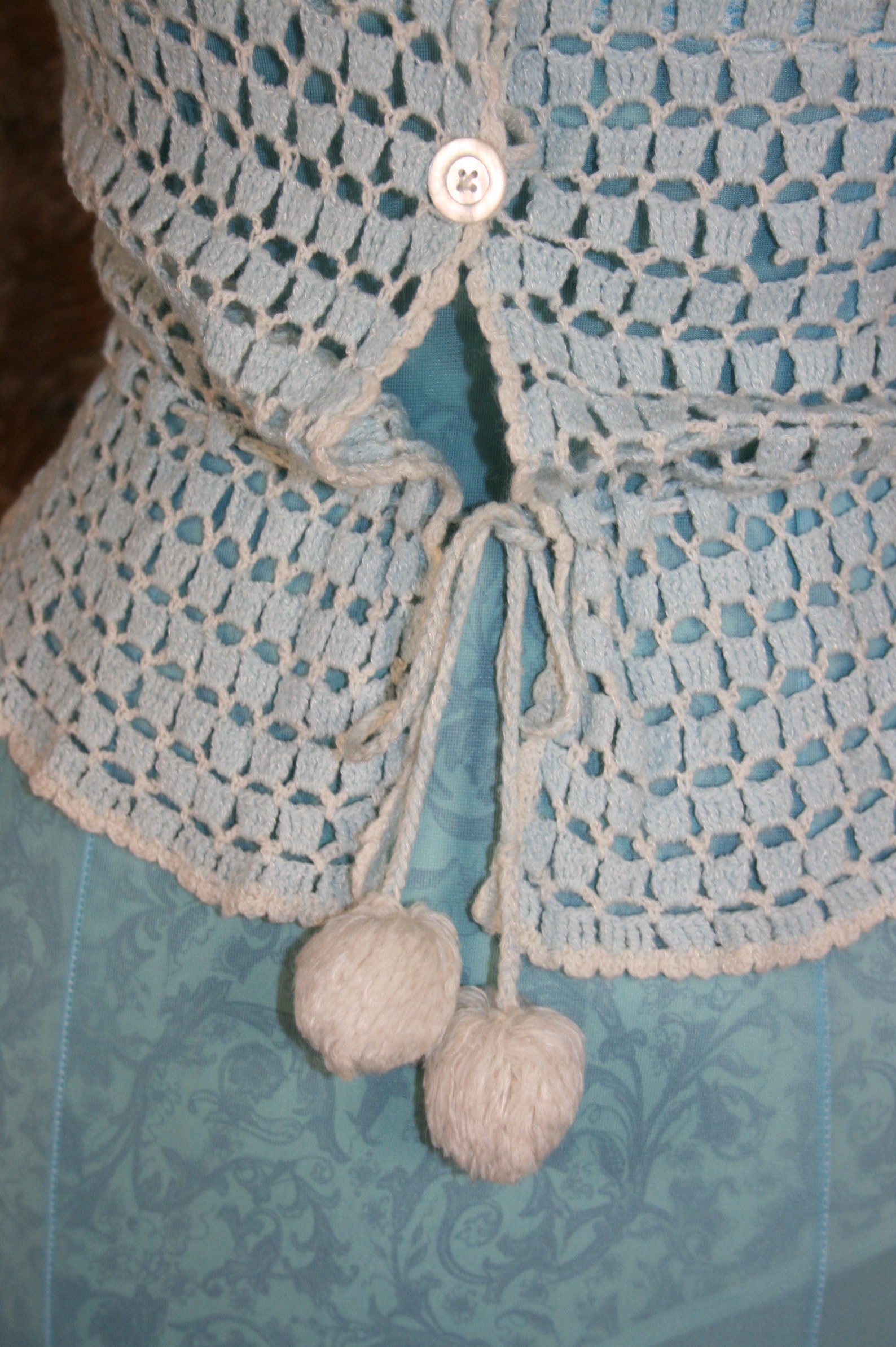 Vintage 1940s Cardigan Blue/ Ivory Crochet Cardi/ Bed Jacket - Etsy UK