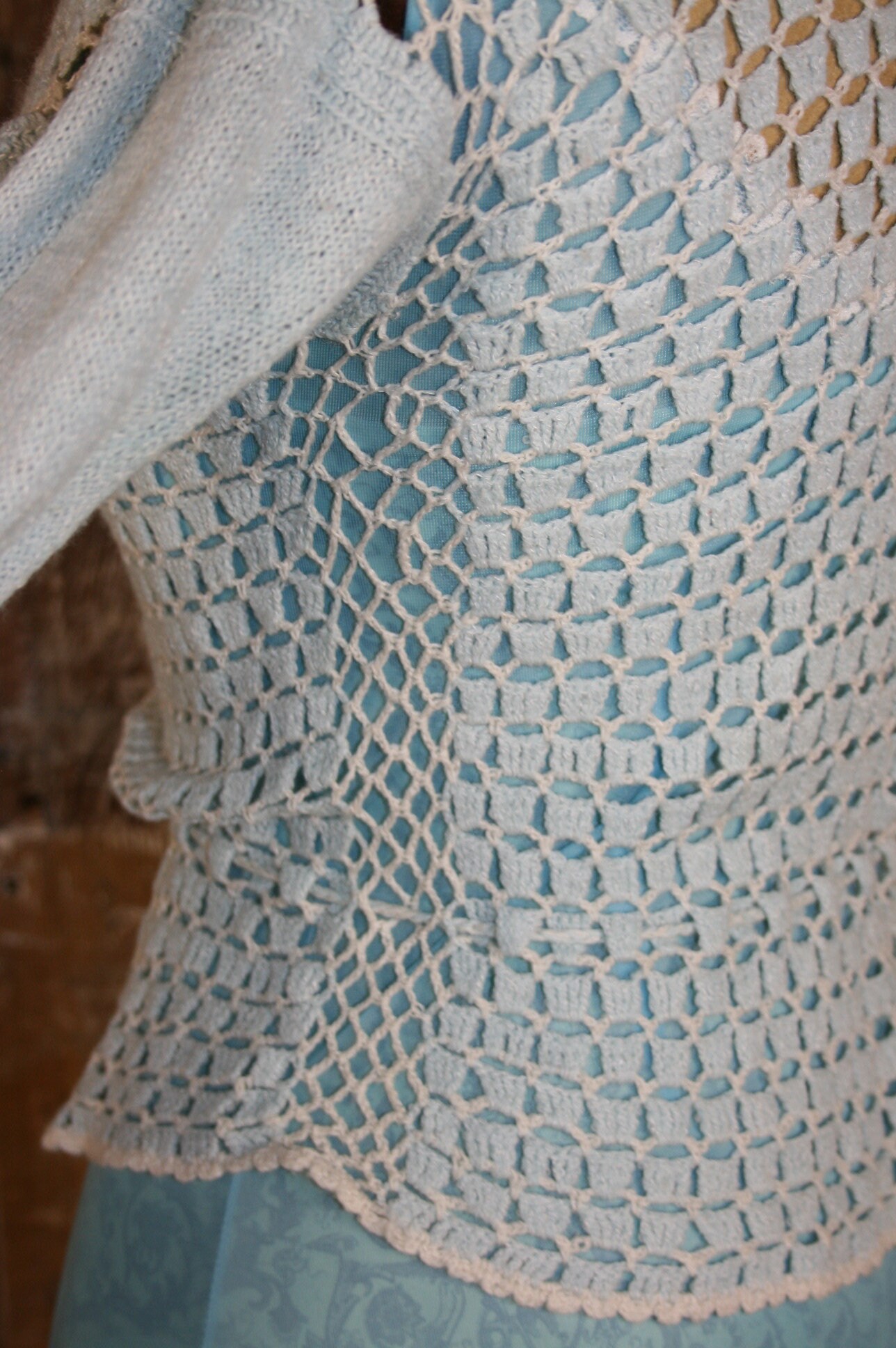 Vintage 1940s Cardigan Blue/ Ivory Crochet Cardi/ Bed Jacket - Etsy UK