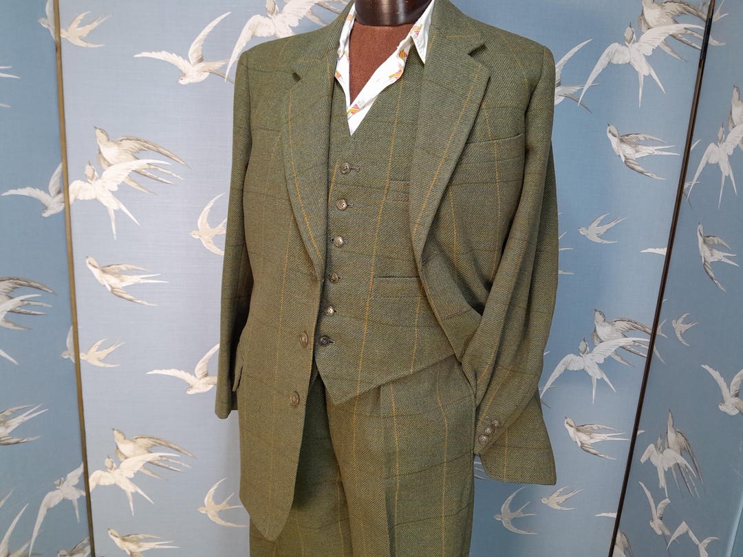 Near Pristine Vintage 1970s Bespoke 3 Piece Wool Tweed Suit, 40" Chest, 36" Waist, 30.5" Leg - Etsy