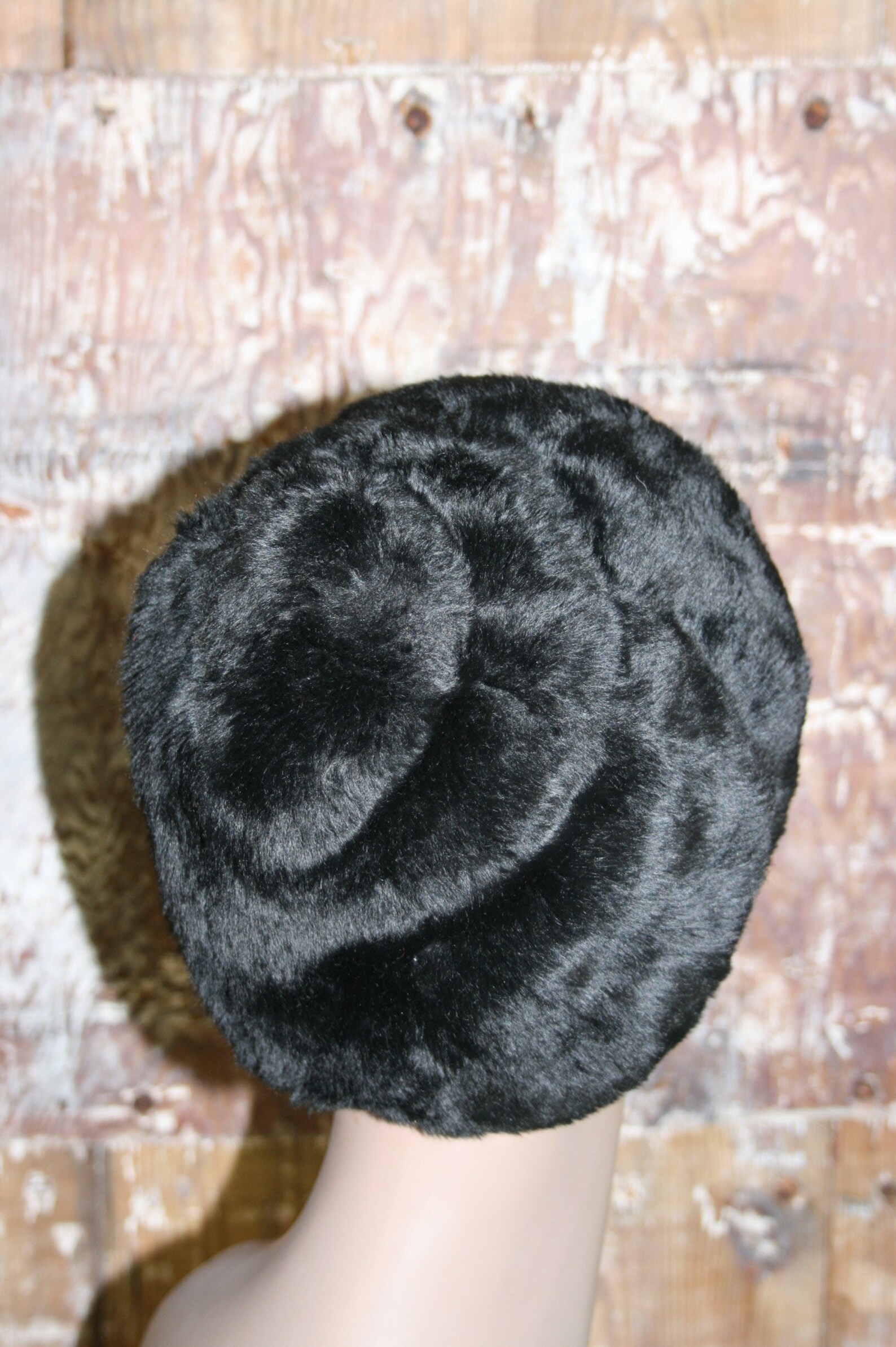 Vintage 60s fake fur hat Bermona Trend black faux fur bonnet | Etsy