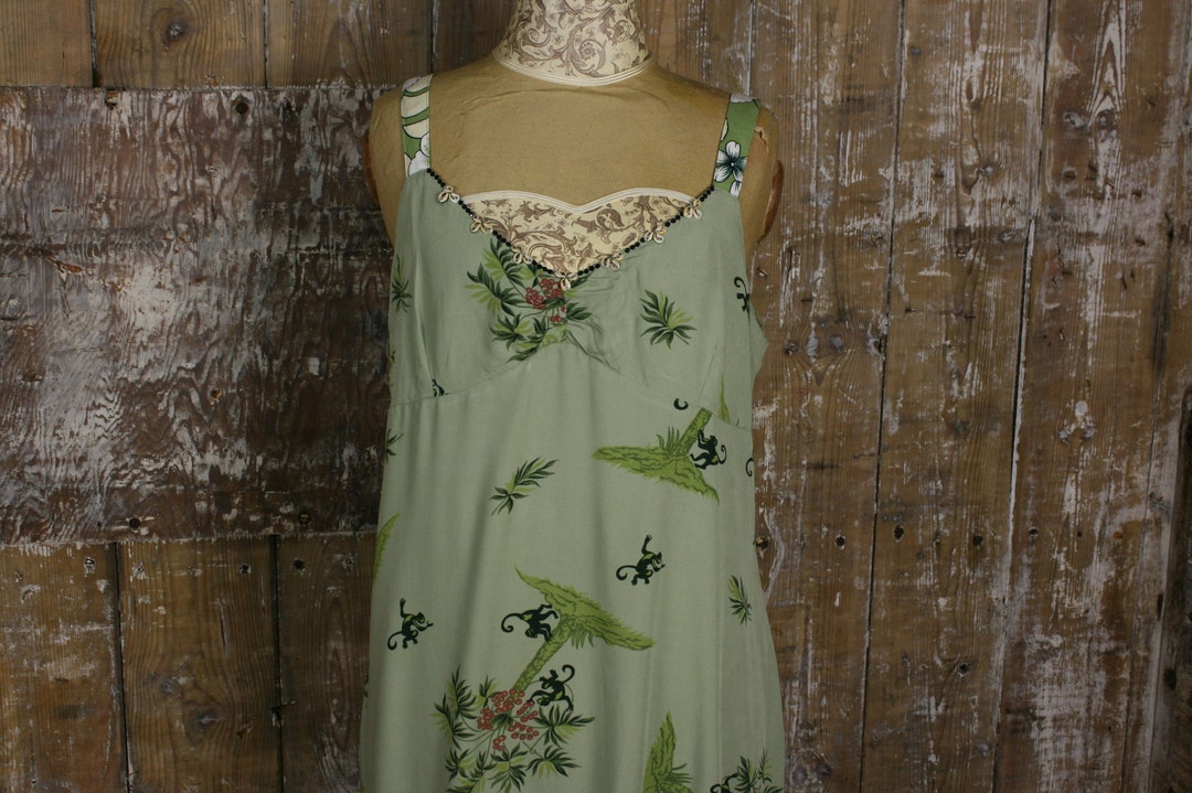 Vintage 90s/ Y2k Festival Dress, Faith by Celia Forrester Green Cotton ...