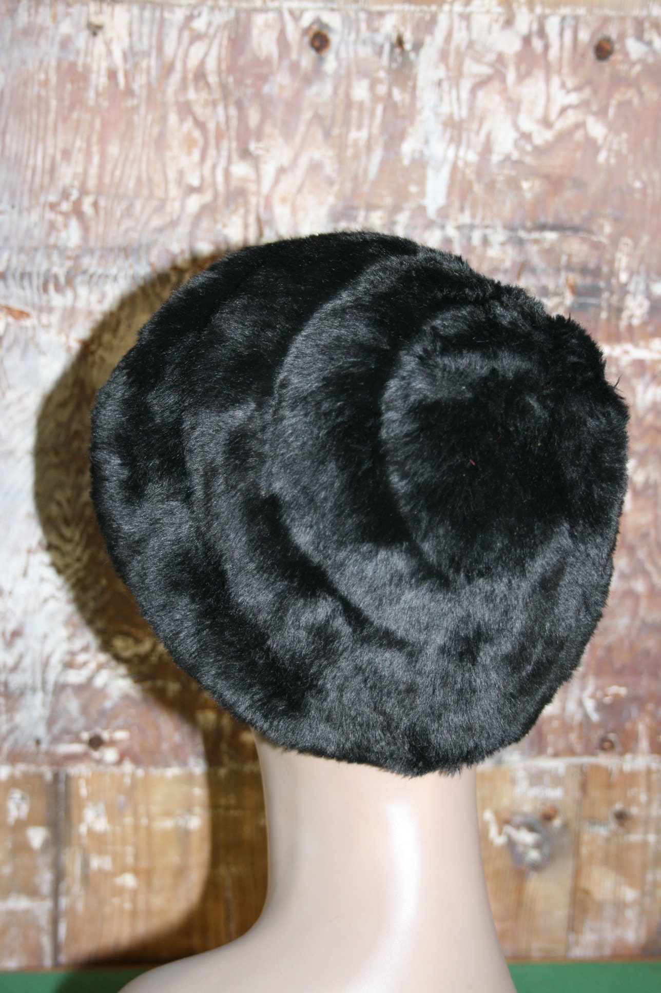 Vintage 60s fake fur hat Bermona Trend black faux fur bonnet | Etsy