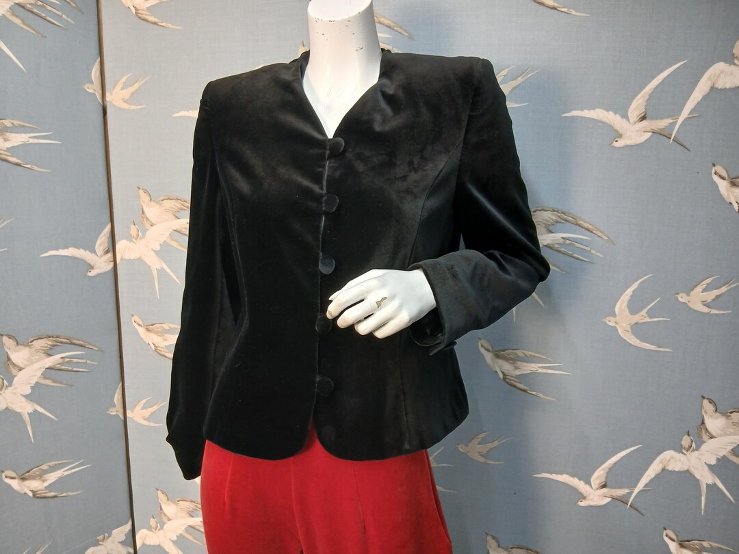 Vintage 1980s/ 90s Alexon Black Velvet Jacket, Size 10 UK/ 37" Bust ...