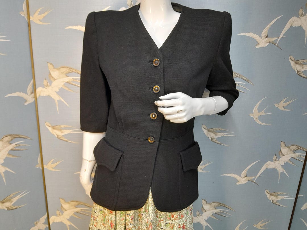 Vintage 1940s Black Short Sleeve Peplum Jacket, Clive Sports Model ...