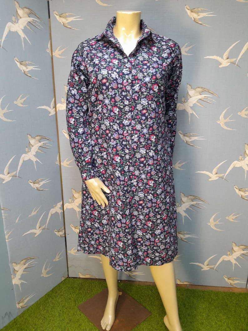 Plus Size Vintage Angela Gore Floral Cotton Dress, Size 16 UK/ 45" Bust ...