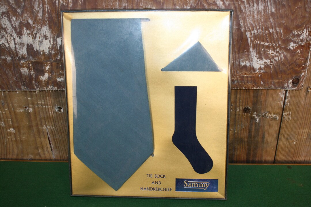 Deadstock Vintage 70s Mans Sammy Gift Set, Blue Kipper Tie, Socks and ...