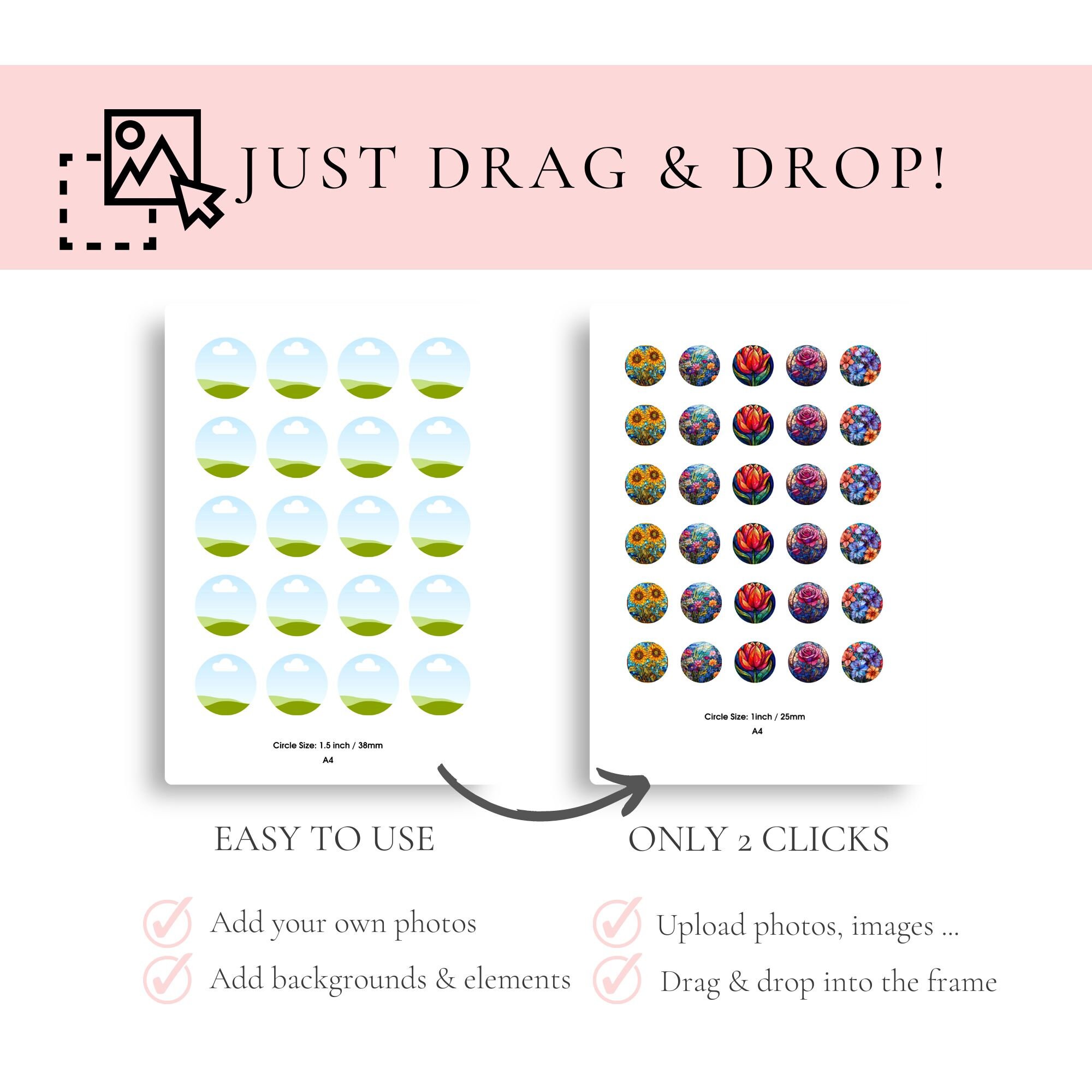 Canva Circle Picture Frame Template, Digital Collage Sheets Drag and ...