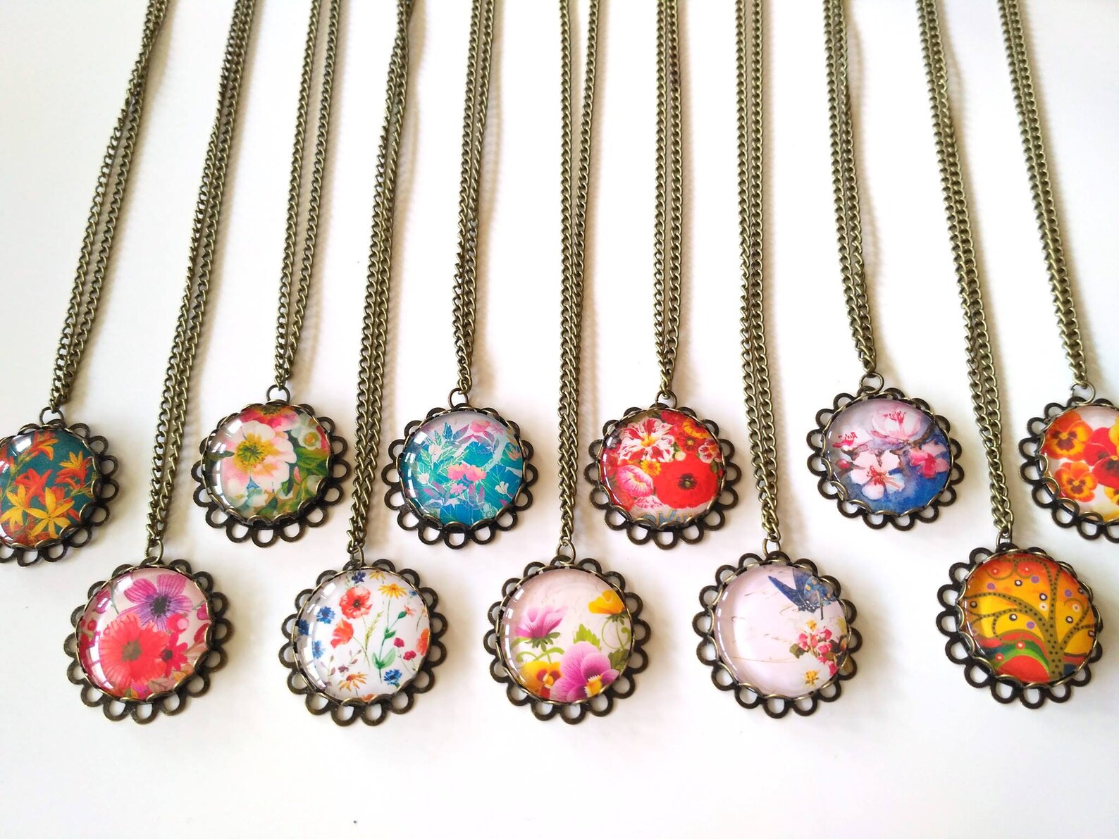 Glass Cabochon With Flower Motiv, From 8mm to 25mm, Handmade Glass ...