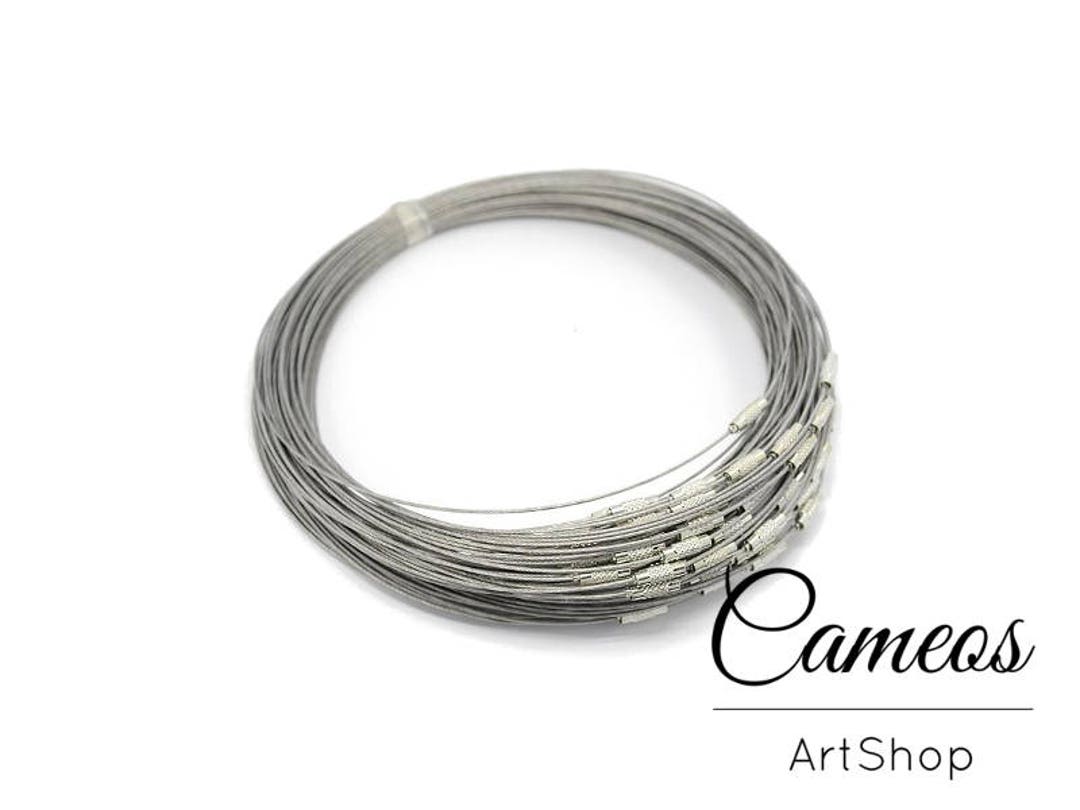 4 Pieces Grey Memory Wire, Stainless Steel Wire Necklace With Screw ...