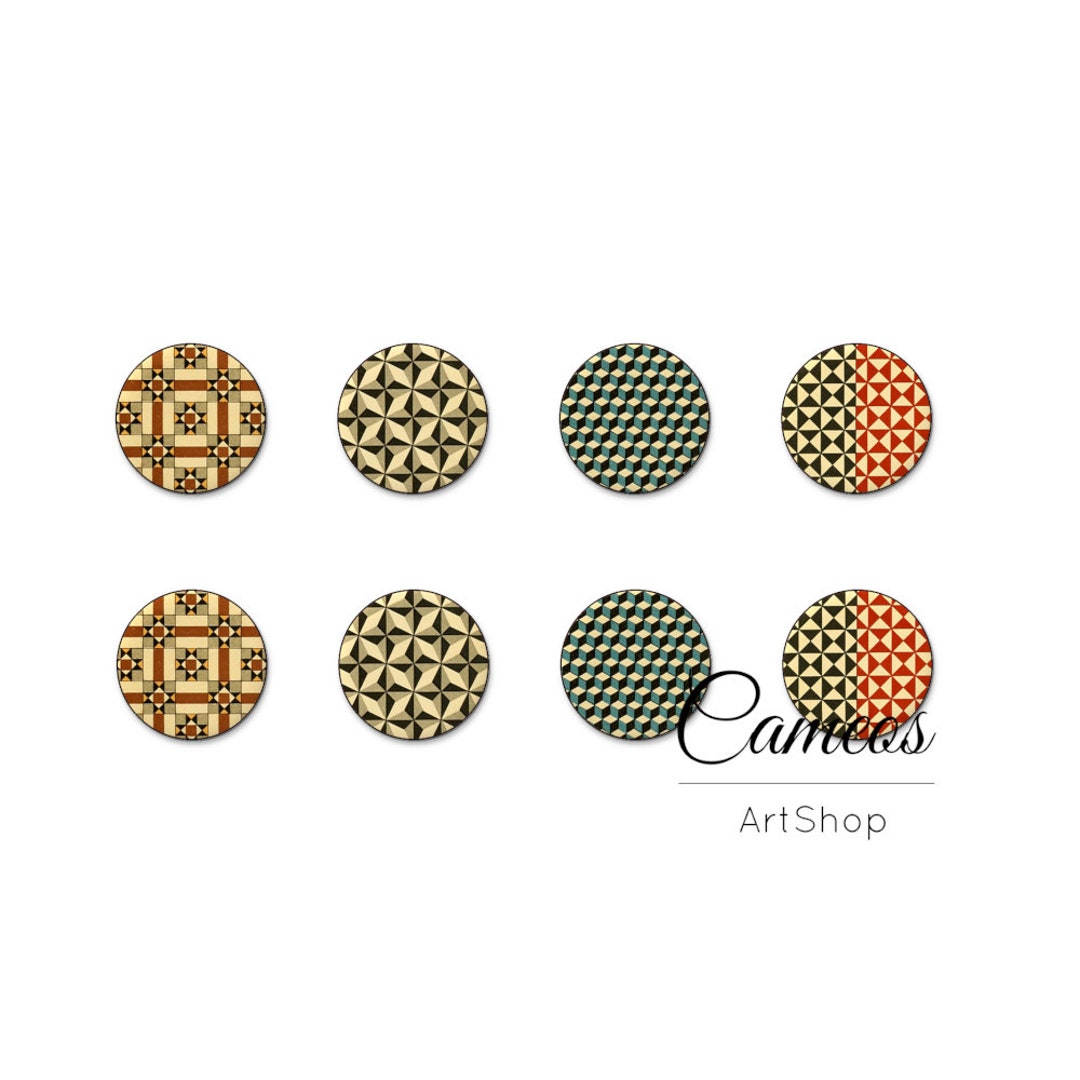 8 Pcs Cabochons, Photo Glass Cabochon, Retro Pattern Cabochon, Image ...