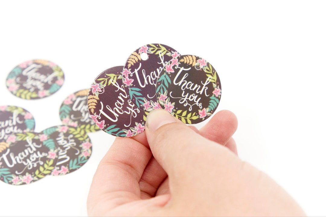 Thank You, Word Thank You Paper Gift Tag, 5cm Tags, Black Card ...
