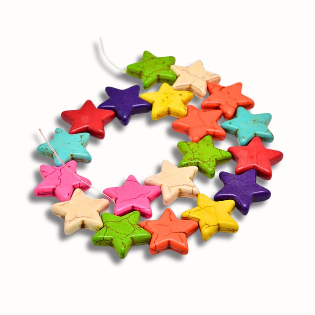 Star Shaped Stone Beads, 12mm Synthetic Turquoise Beads, Loose Gemstone ...