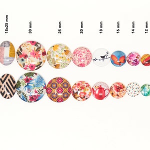 8 Pcs Flower Pattern Cabochon, Photo Glass Cabochon, Flowers, Glass ...