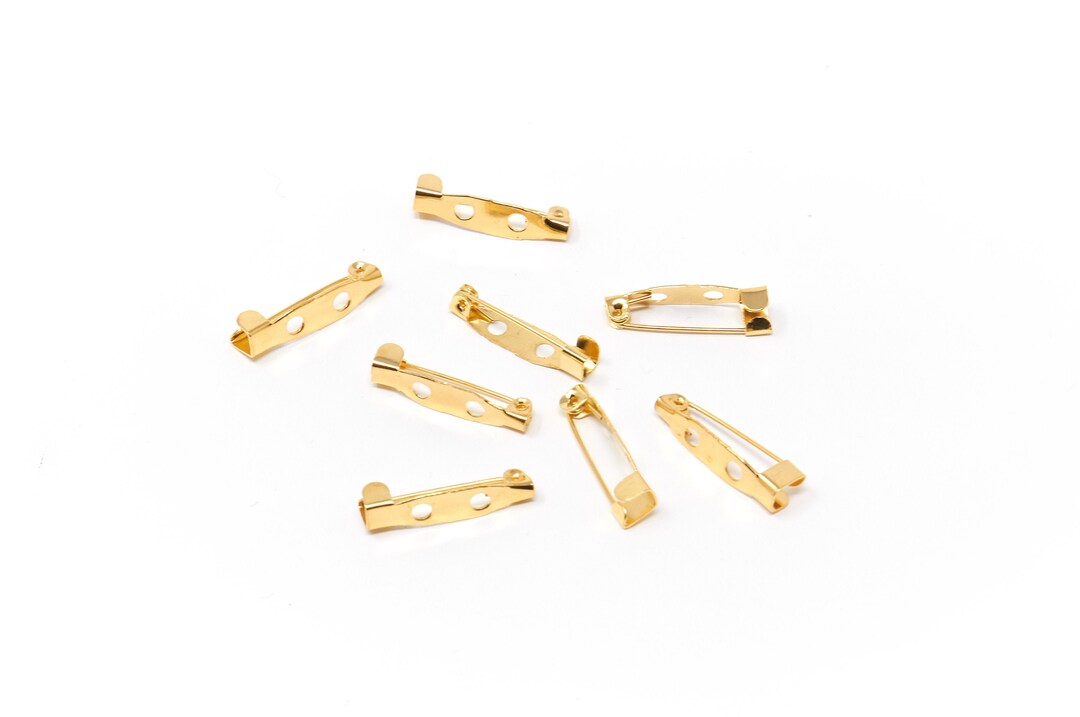 Brooch Pin Golden, 20mm, Pin Backs, 2 Holes, Brooch Backs, Jewelry ...