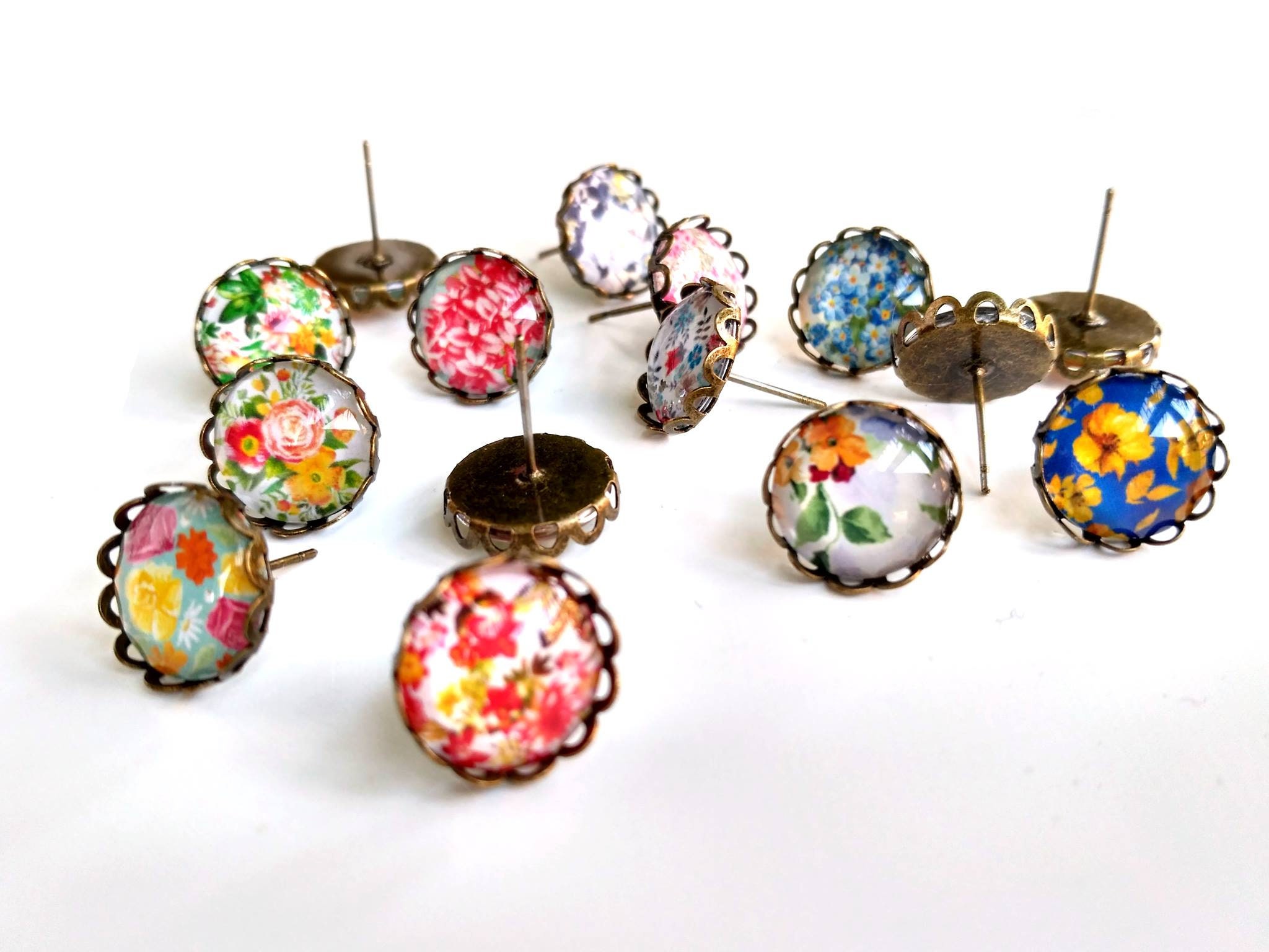 8 Pcs Flower Pattern Cabochon Photo Glass Cabochon Flowers - Etsy