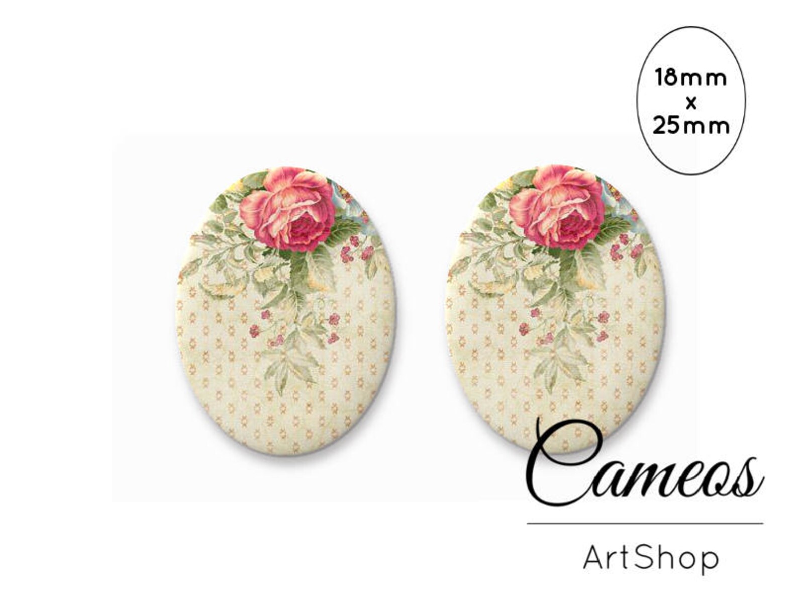 Flower Cabochons 18x25mm Gree Rose Cabochons Cabochon Glass - Etsy