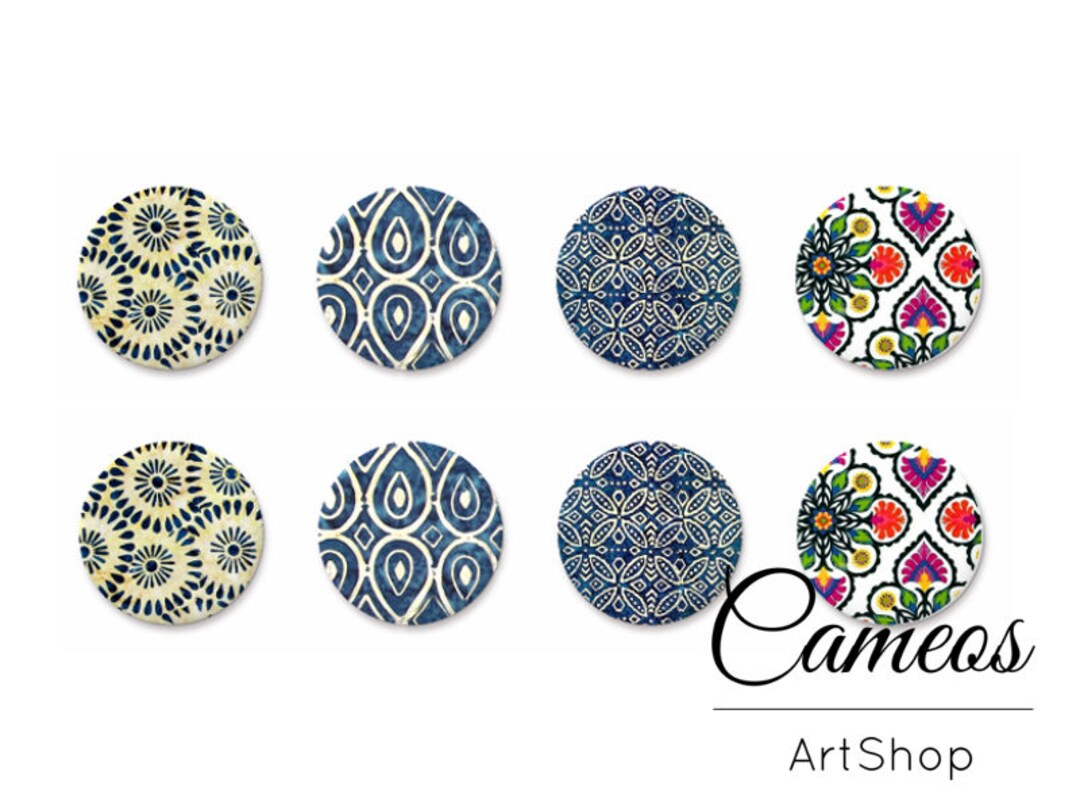 8 Pcs Cabochons, Photo Glass Cabochon 25mm 20mm 12mm 10mm, Pattern ...