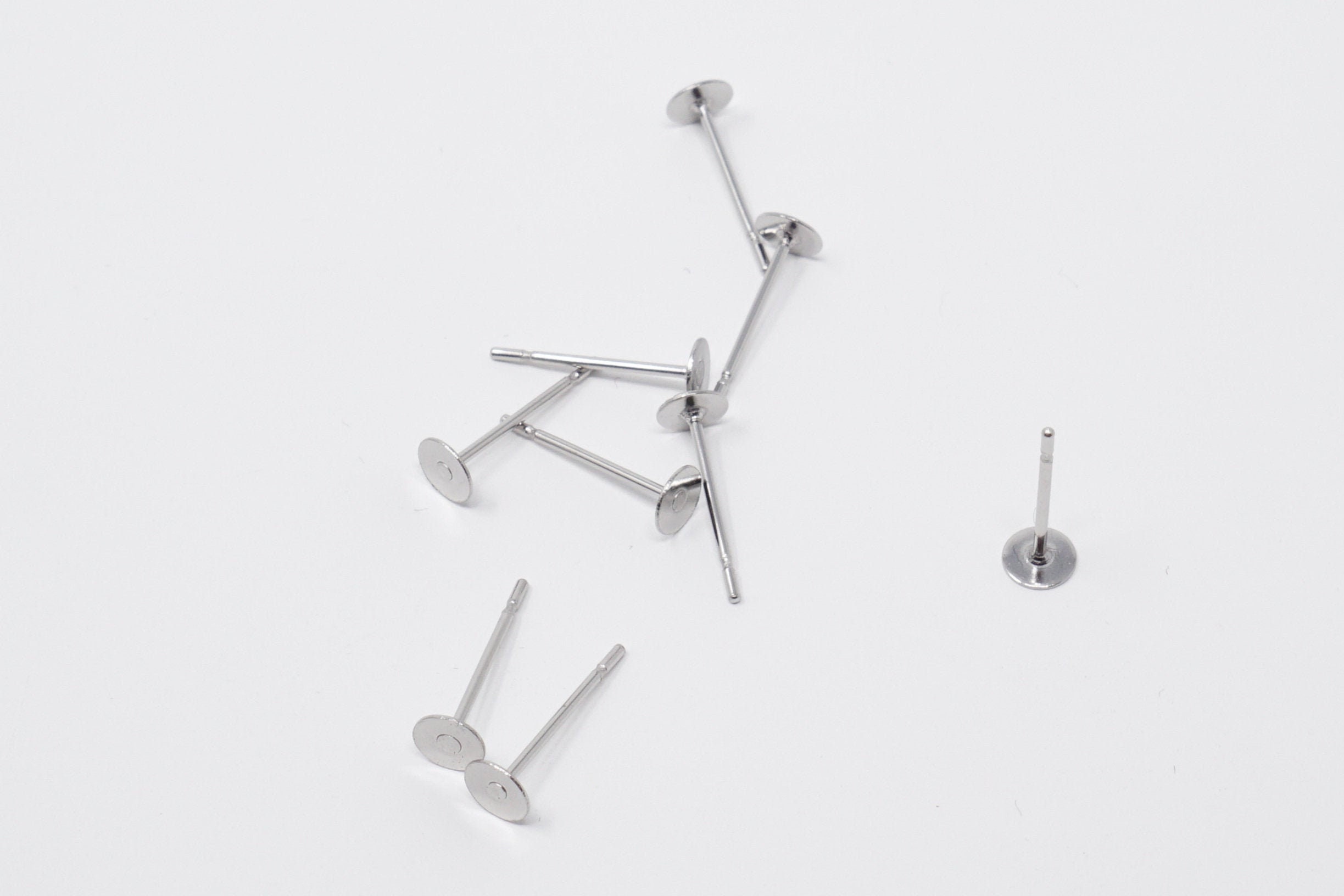 40 Pieces Ear Studs Silver, Stainless Steel Earring Tray, Earstud Base ...