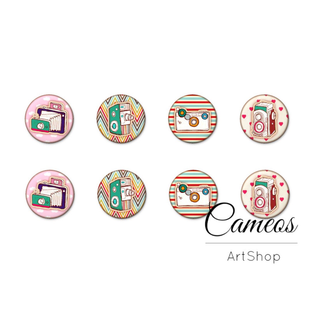 8 Pcs Vintage Photo Glass Cabochon, Flowers Pattern, Image Glass ...