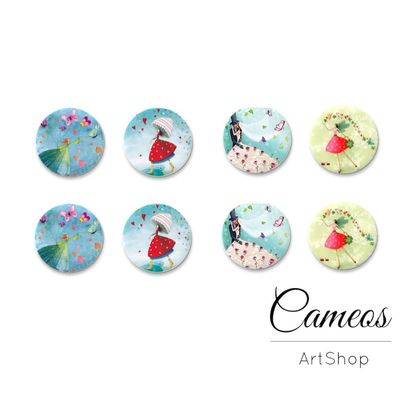 8 pcs Photo Glass Cabochon Flowers pattern cabochons image | Etsy