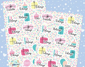 Birthday Countdown Stickers - Etsy