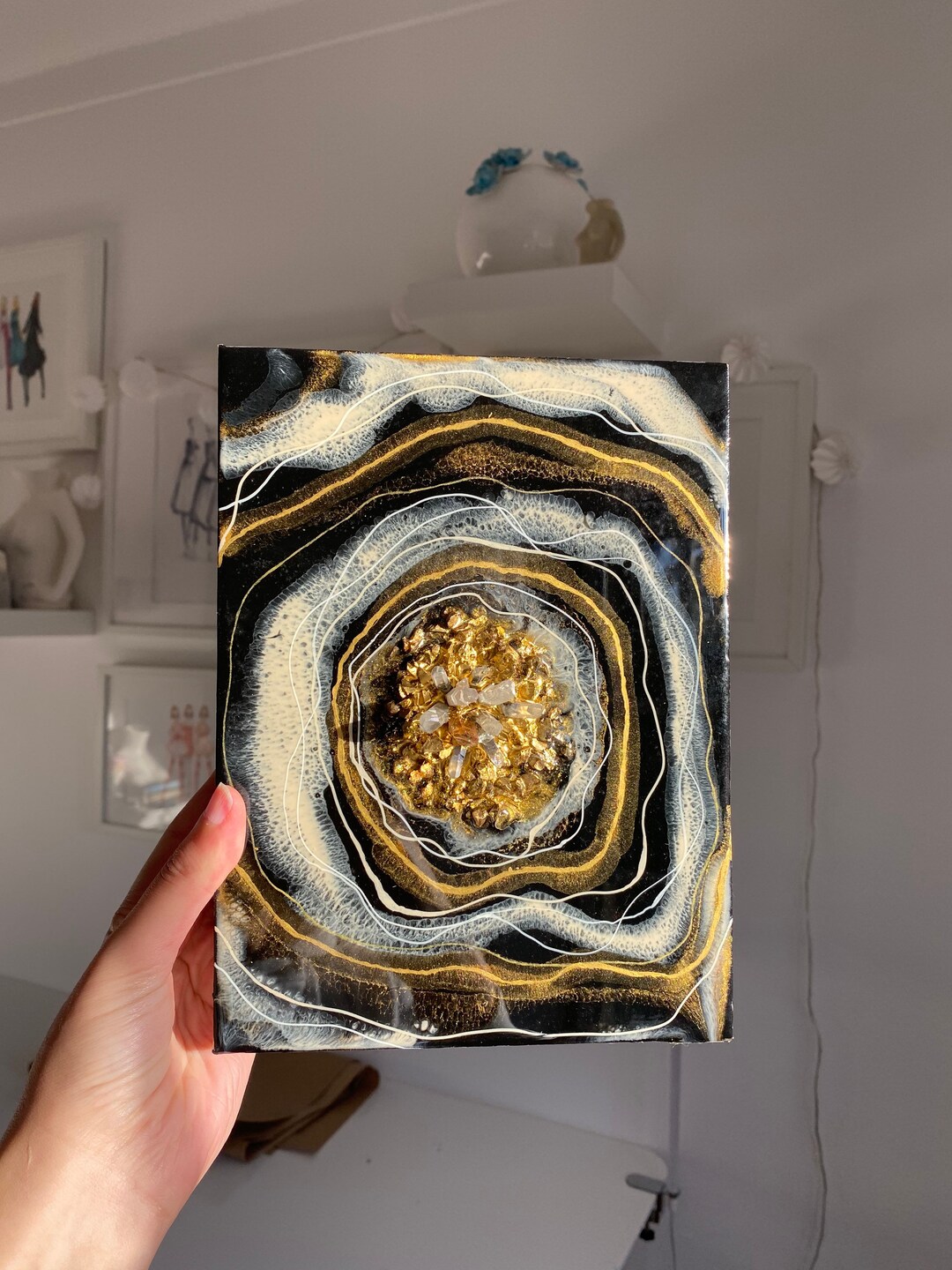 Small Resin Geode Paiting "opium" | Pating, Canvas, Resinart, Geode Art ...