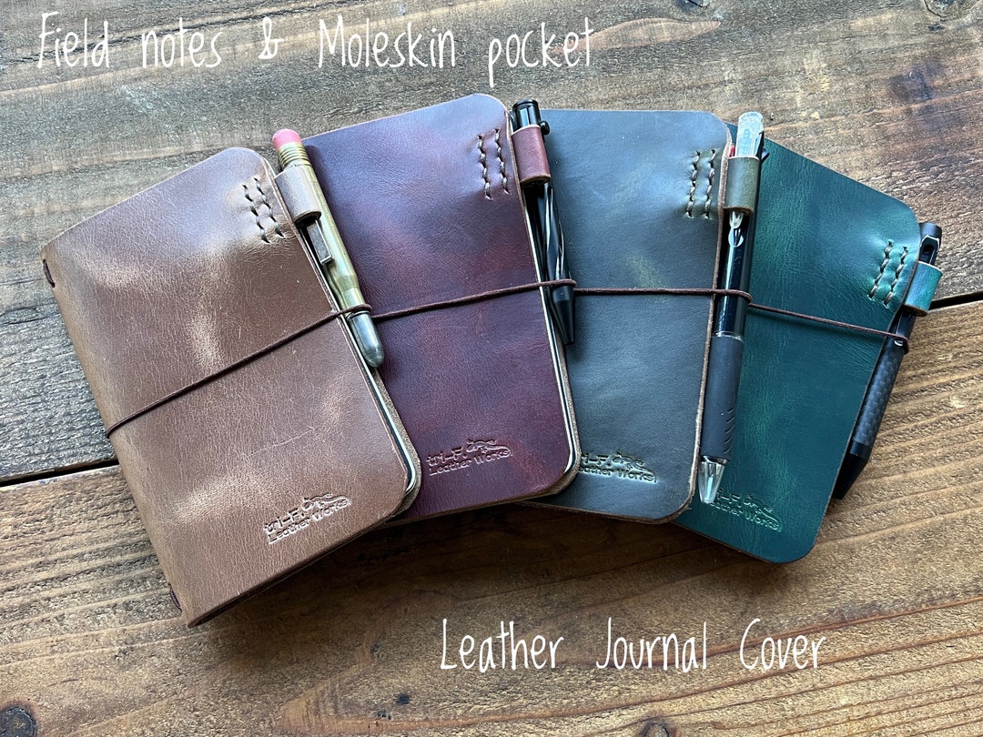 Personalized Small Leather Journal Cover | FIELD NOTES | MOLESKIN ...