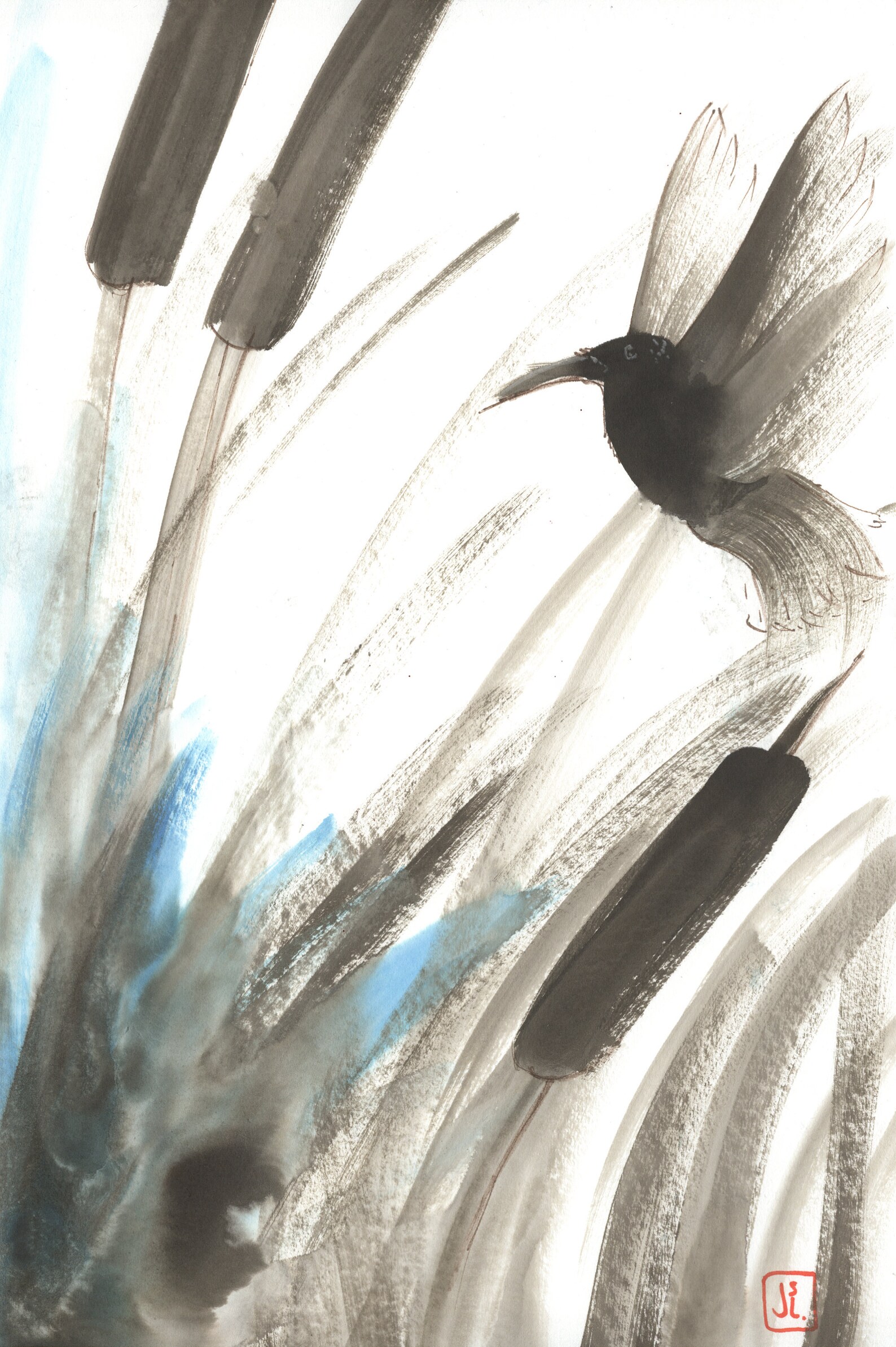 Hummingbird Sumi Ink Drawing, No AI - Etsy