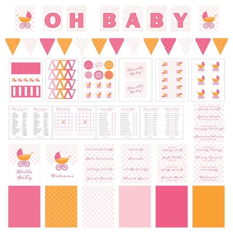 Printable Baby Girl Shower Suite - Etsy