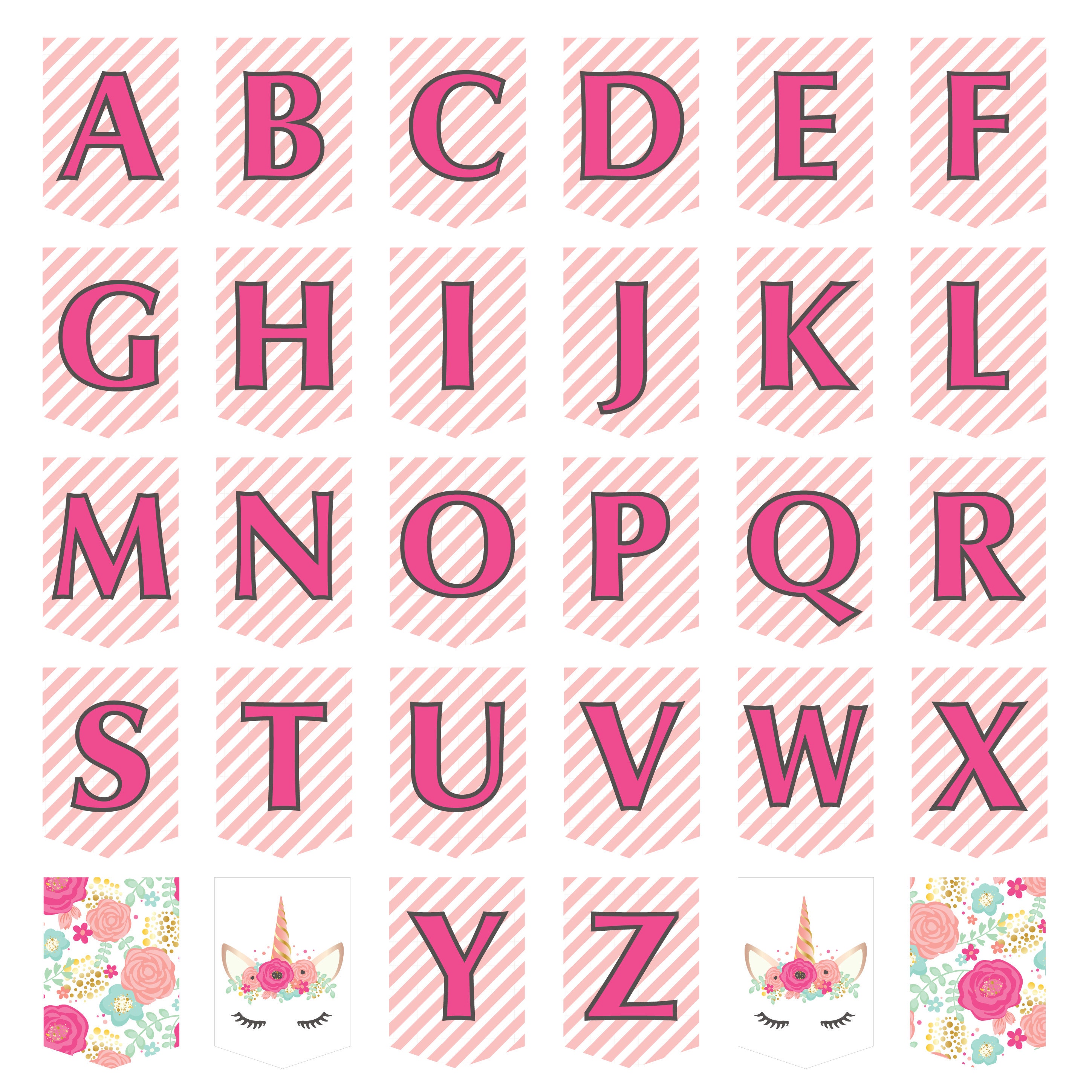 Printable Birthday Banner With Alphabet - Etsy