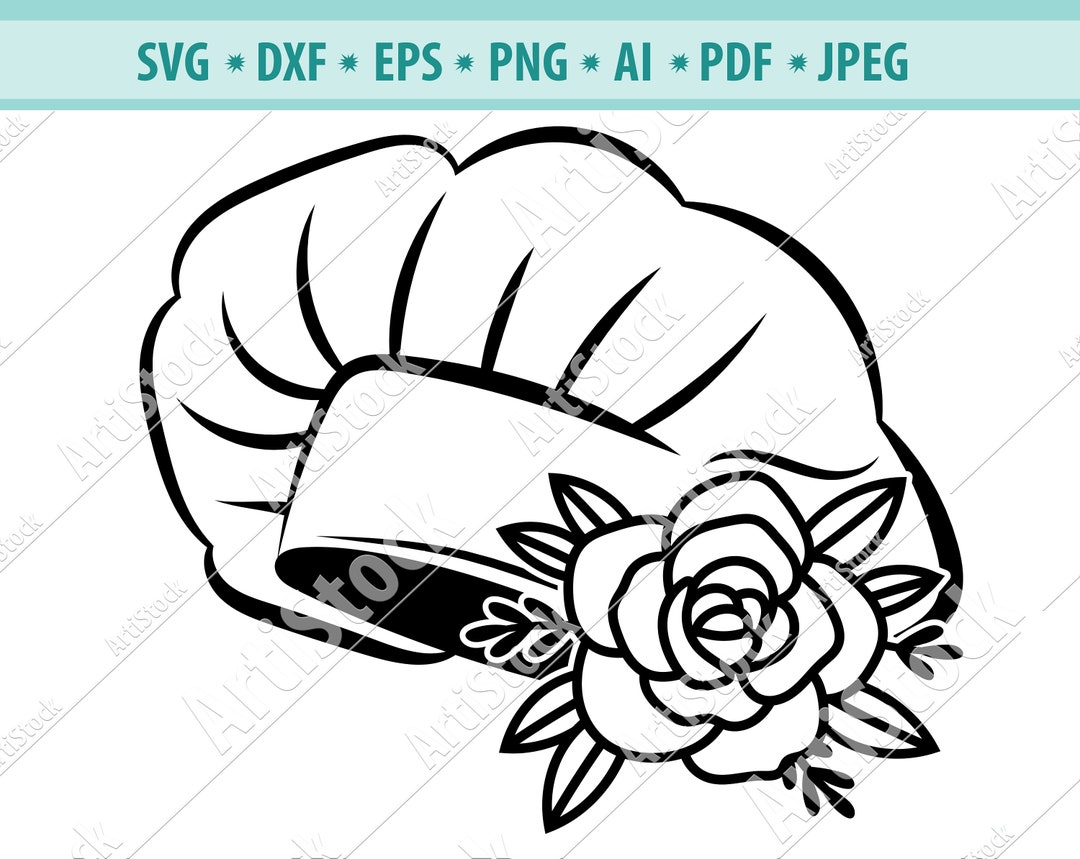 Chef's Hat SVG File, Chef's Hat With Flowers Svg, Flowers Chef Svg ...