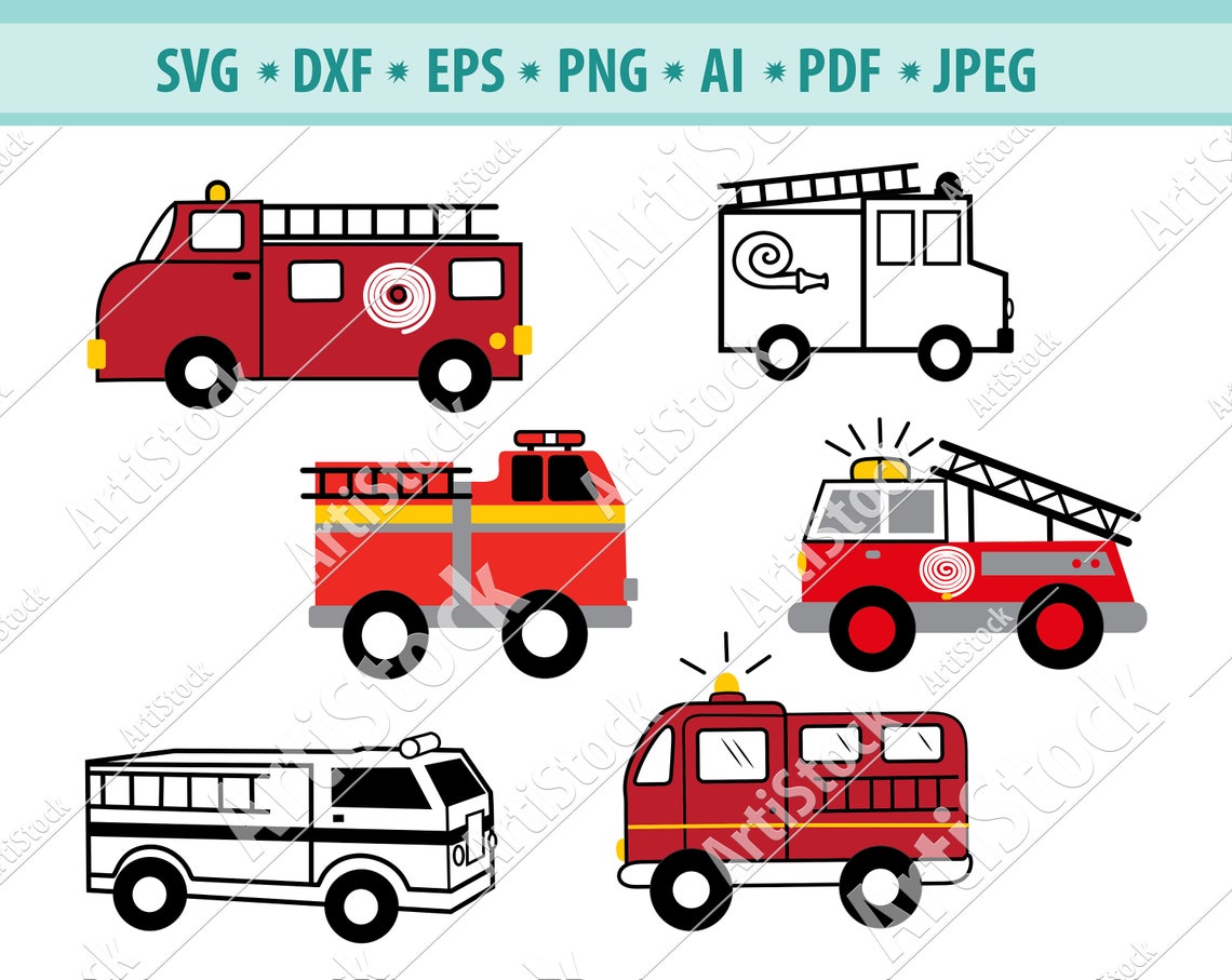 Fire Truck SVG Fire Engine SVG Fire Truck Clipart | Etsy