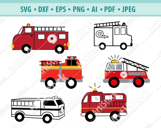 Fire Truck SVG Fire Engine SVG Fire Truck Clipart - Etsy