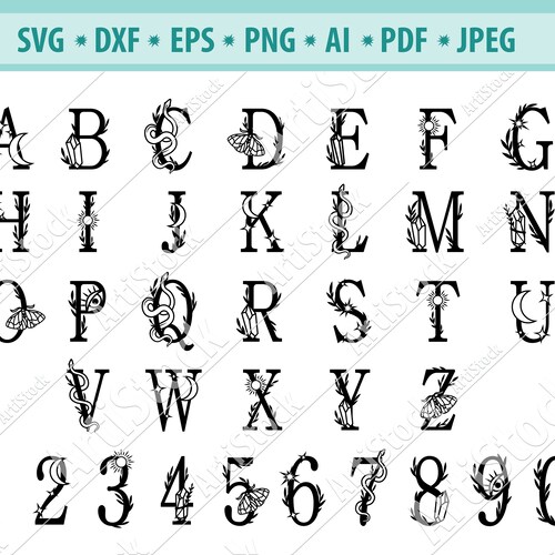 Mystical Alphabet Svg Halloween Font Svg Crystal Svg Magic - Etsy