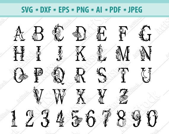 Alfabeto místico Svg Fuente de Halloween Svg Svg de cristal | Etsy
