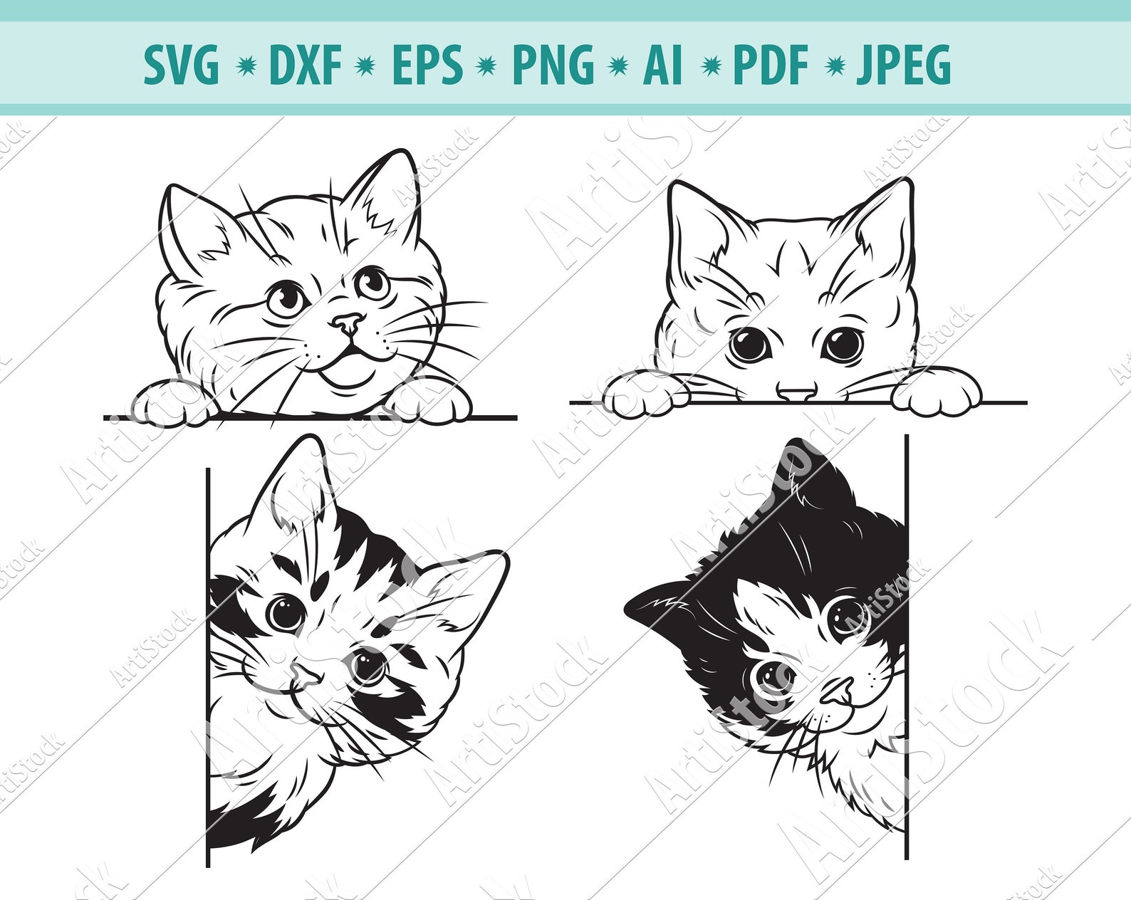 Peeking Kitten SVG Cat SVG Cute Kitten Svg Cat Cut Files - Etsy
