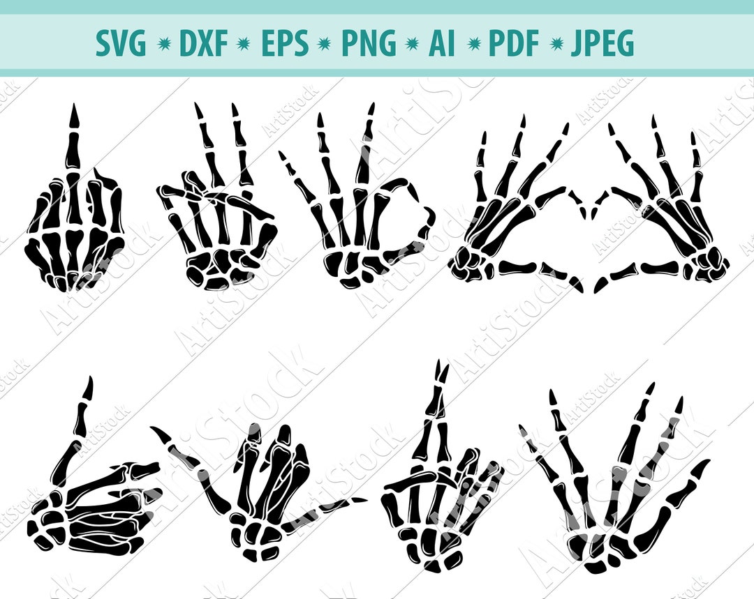 Skeleton Hands Svg, Skeleton Hand Gestures Svg, Human Bones Svg, Bone ...