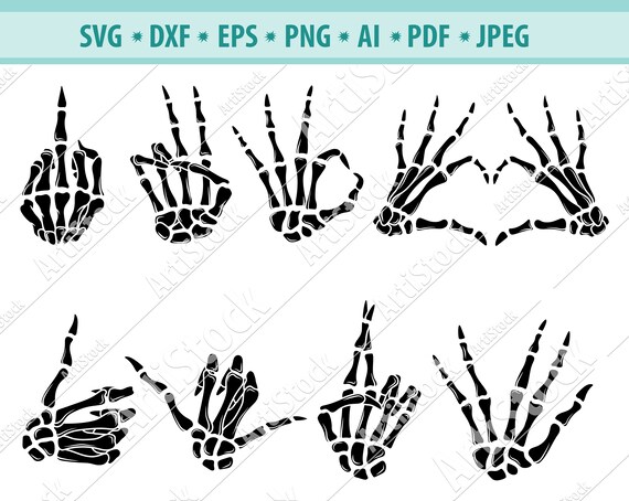 Skeleton hands Svg Skeleton hand gestures Svg Human bones | Etsy