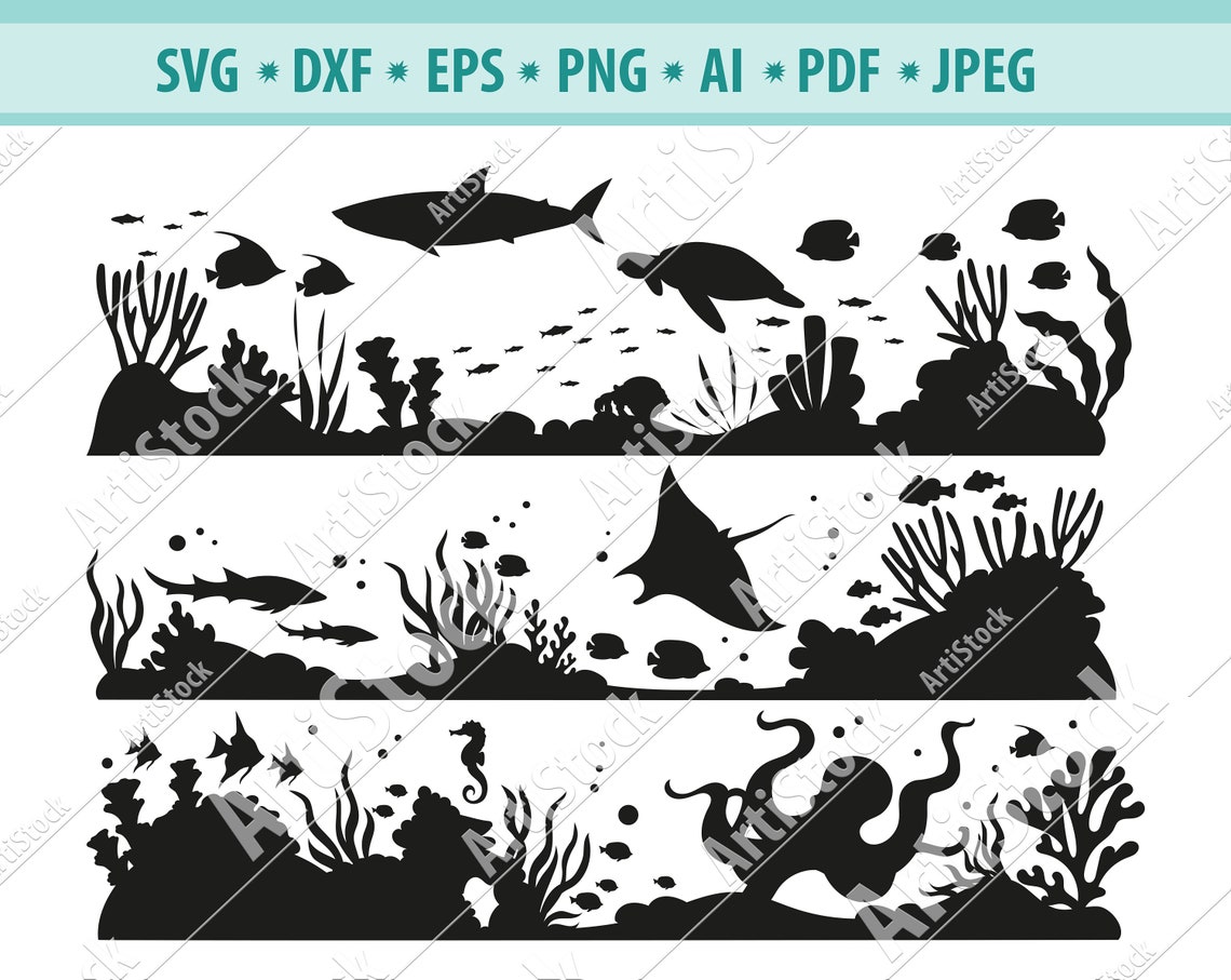 Sea Scene Svg Undersea With Fish Svg Corals Reef Svg - Etsy