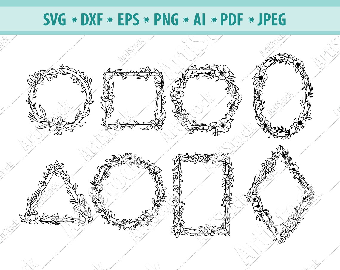 Flower Frame SVG Floral Square Frame Svg Frame Cut File - Etsy