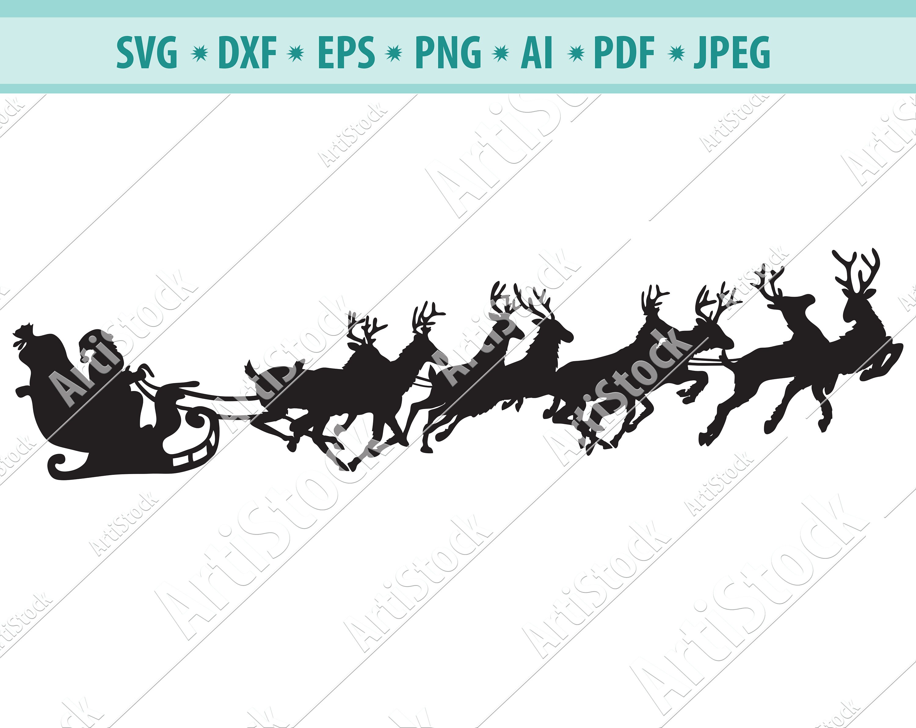 Navidad SVG Santa trineo SVG archivo svg reno de Navidad - Etsy México