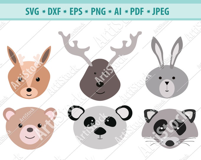 Woodland Animals SVG Set, Cute Baby Animals, Clip Art, Fox Deer Owl ...