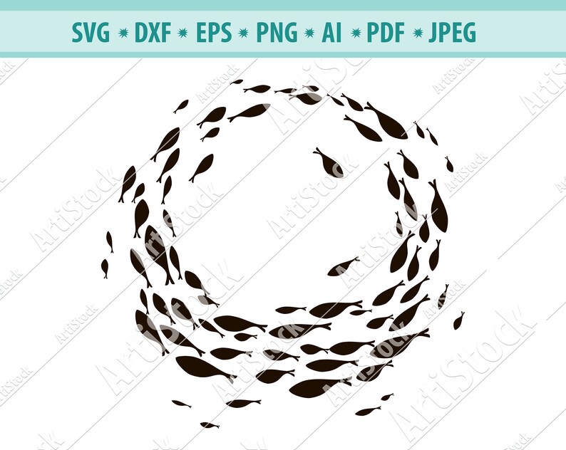 School of Fish. Group of Fishes. Vector Fish Logo. Black - Etsy