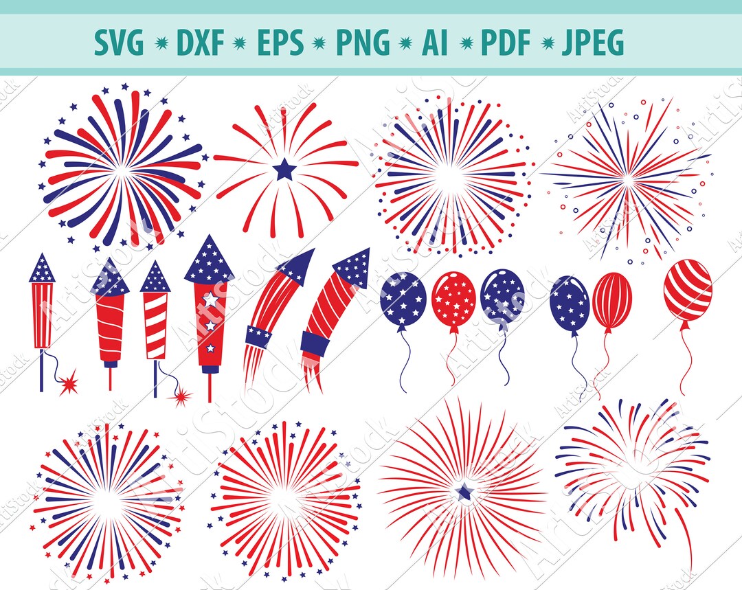 Fireworks SVG Fourth of July Silhouette Cut File Patriotic Svg ...