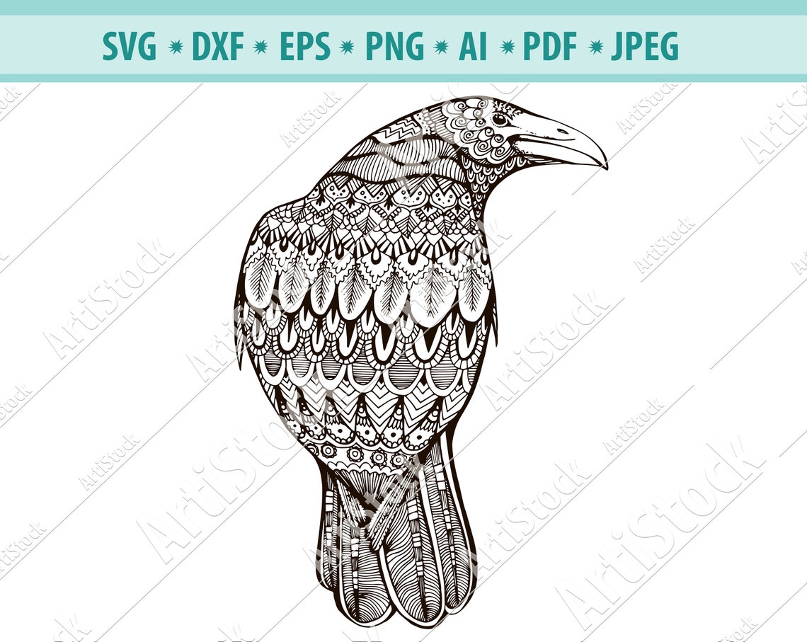 Raven SVG Crow Zentangle Svg Raven Clipart Raven Files for - Etsy