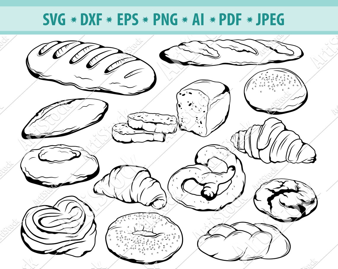 Bakery Svg Pastry Svg Bakery Food Svg Bread Svg Buns Svg - Etsy