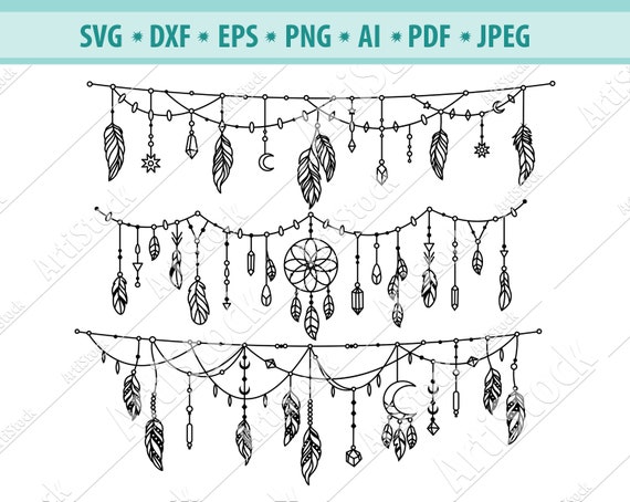 Hanging Feathers Svg File Feather Bead Garland SVG Feathers - Etsy